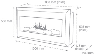 Flamerite Alto Wall Mounted Electric Fire - Stanningley Firesides